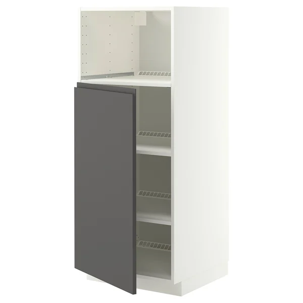 Visoki element za ugradne uređaje, bela/Voxtorp tamnosiva, 60x60x140 cm