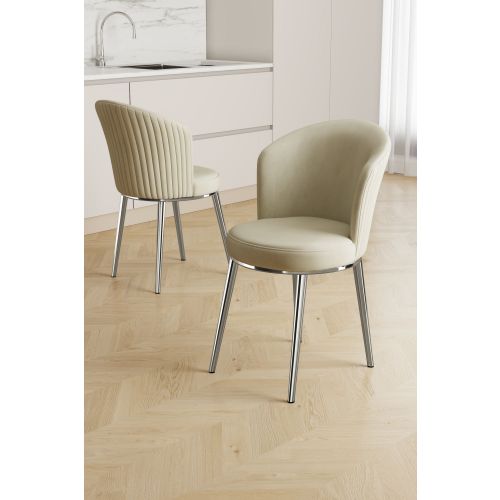 Risa - Cream, Chrome Cream Chrome Chair Set (4 Pieces)