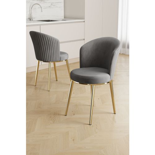 Risa - Grey, Gold Grey Gold Chair Set (6 Pieces)