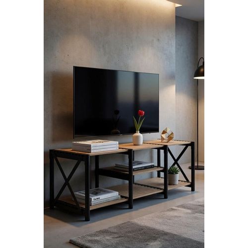 TV Unit Shelf - Black Black TV Stand