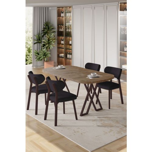 Axton - Atlantic Pine, Anthracite Atlantic Pine Anthracite Dining Table & Chairs Set (5 Pieces)
