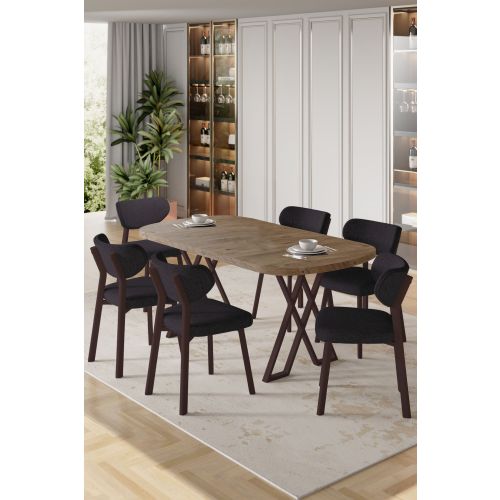 Axton - Atlantic Pine, Anthracite Atlantic Pine Anthracite Dining Table & Chairs Set (7 Pieces)