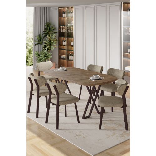 Axton - Atlantic Pine, Cappuccino Atlantic Pine Cappuccino Dining Table & Chairs Set (7 Pieces)