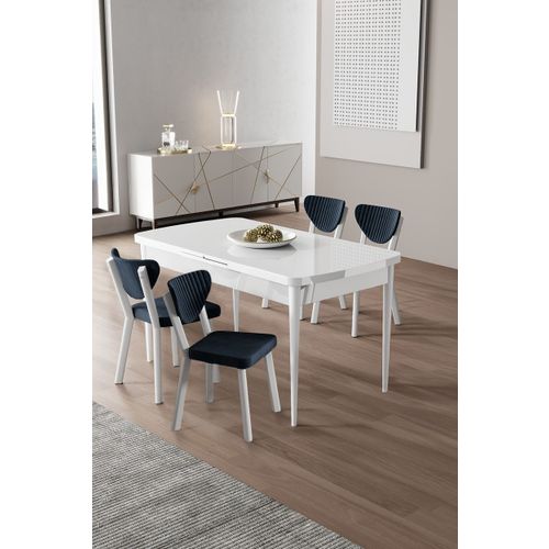 Exve - White, Anthracite White Anthracite Extendable Dining Table & Chairs Set (5 Pieces)