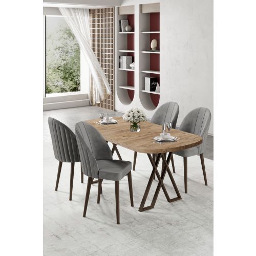 Kaye - Atlantic Pine, Grey Atlantic Pine Grey Dining Table & Chairs Set (5 Pieces)