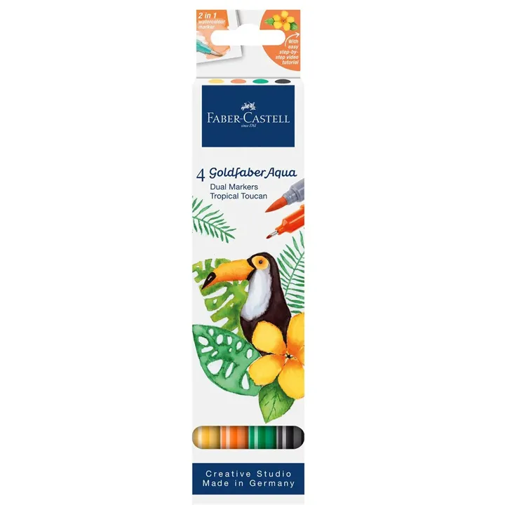 FABER CASTELL flomasteri AQUA DUAL TROPICAL TOUCAN 4kom