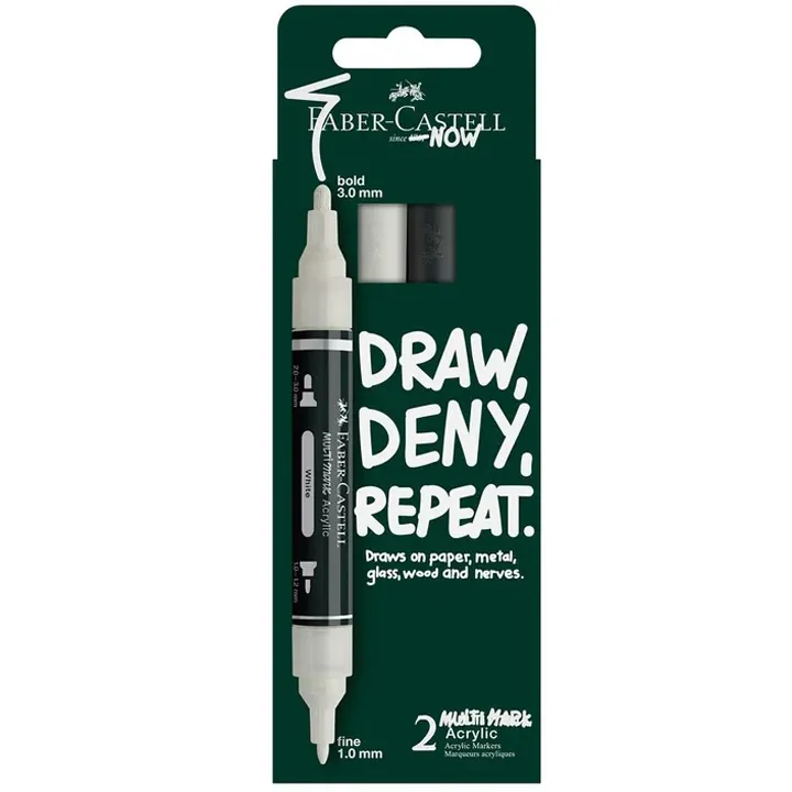 FABER CASTELL akrilni marker CRNI / BELI