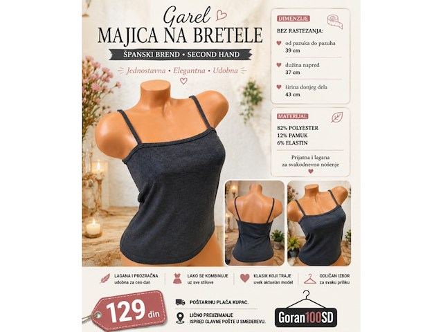 Garel majica na bretele – Elegantna| Španski brend