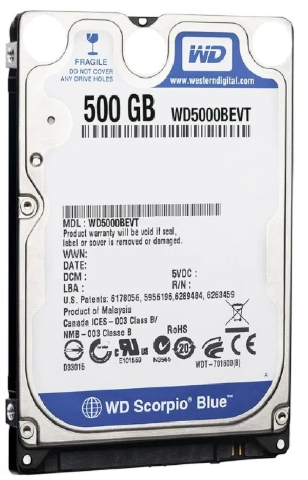 HDD 2.5 * 500GB WD5000BEVT BLUE scorpio 5400rpm 8mb SATA 9.5mm