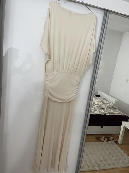 Haljina H&M duga bež S drapirana