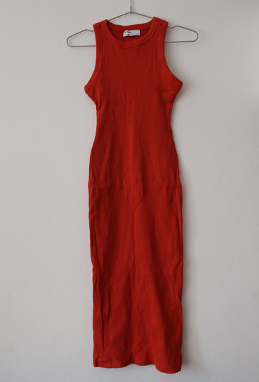 Bershka basic haljina rebrasti pamuk