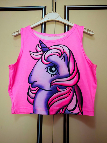 Pink crop top UNICORN xs - s