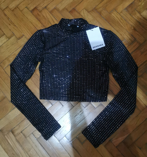 Bershka svetlucava majica crop XS/S