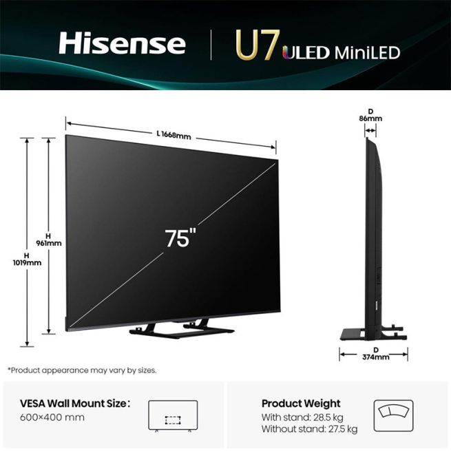 Hisense ULED Mini LED Smart televizor 75U7Q