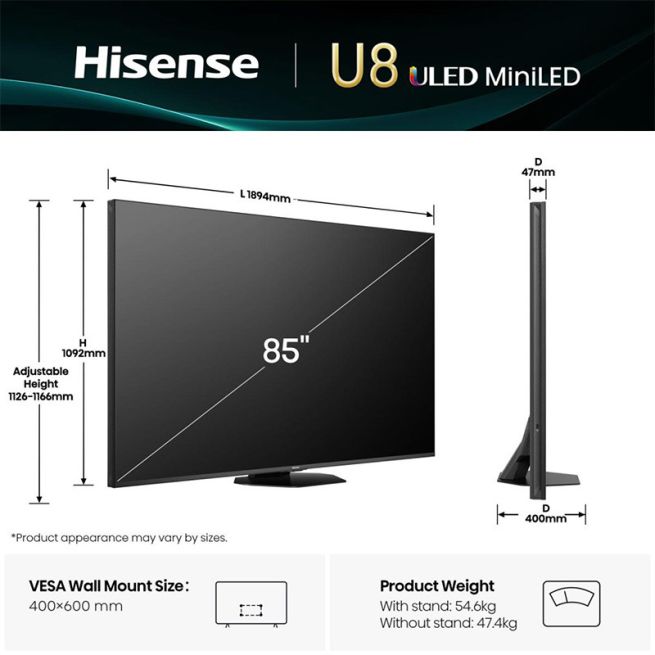 Hisense ULED Mini LED Smart televizor 85U8Q
