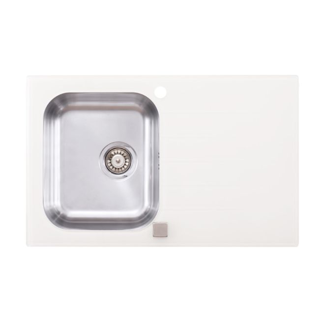 Metalac inox usadna sudopera Onyx bela Ø90