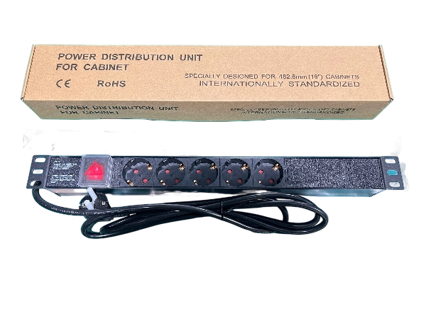EXELINK RAZVODNI PDU PANEL ZA RACK 19 IN, SA 5 UTIČNIH MESTA, KABL 2M (ALUMINIJUM)