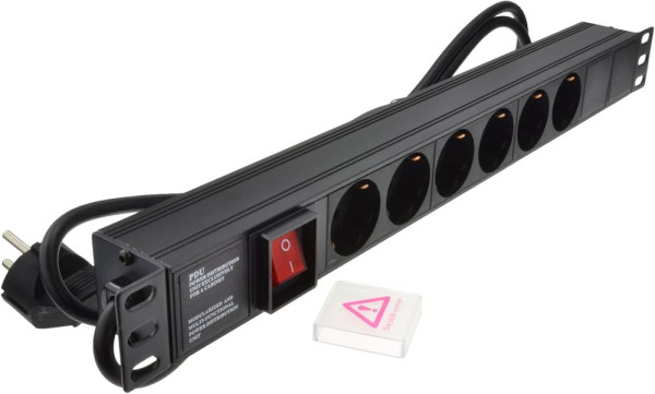 EXELINK RAZVODNI PDU PANEL ZA RACK 19 IN, SA 6 UTIČNIH MESTA, KABL 2M (ALUMINIJUM)