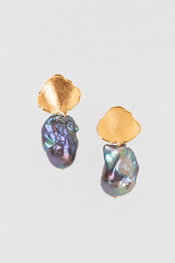 Gray Baroque Pearl Earrings