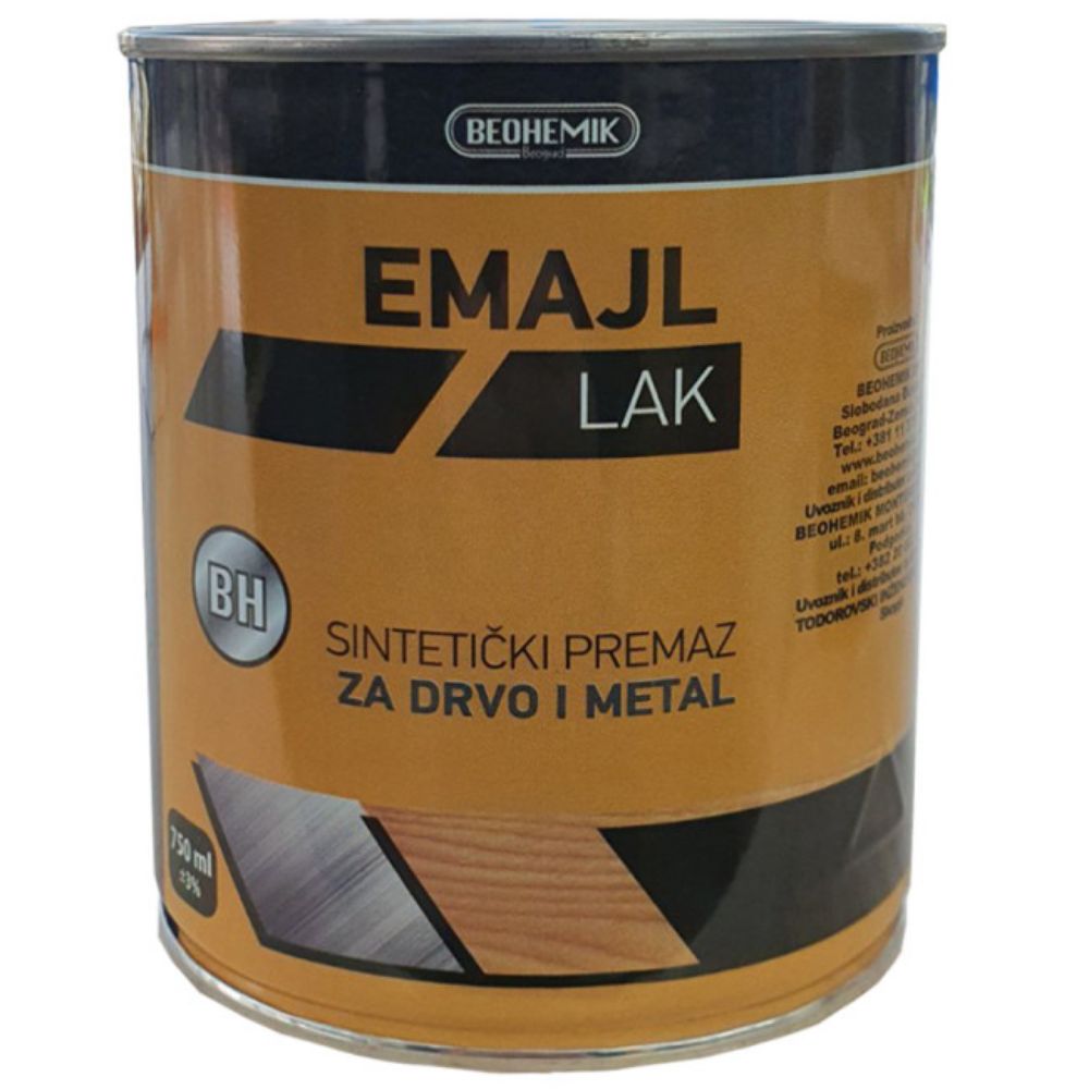 Emajl lak uljani crna mat za drvo i metal 0.75l