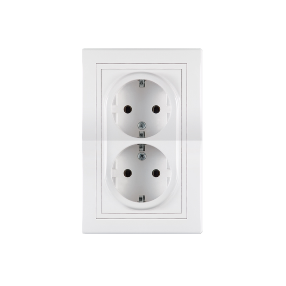Utičnica dvopolna dupla bela 16a 250v604. aling