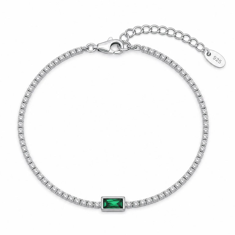 SREBRNA NARUKVICA TENNIS EMERALD