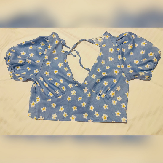 Sinsay bluza sa cvetićima M - plava crop top