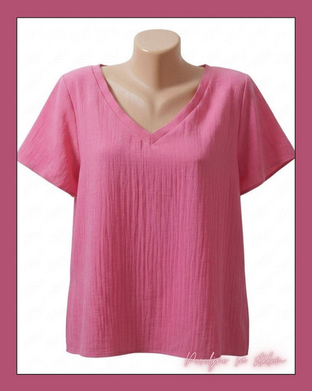 3.3. Roze bluza sa V izrezom XXL Waikiki