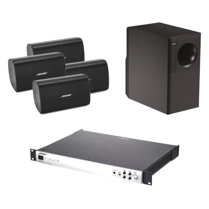 BOSE FreeSpace komplet ozvučenja: 4× zidni zvučnik FS2SE, bas modul (subwoofer) FS-3S-B, integrisano pojačalo IZA 2120-HZ