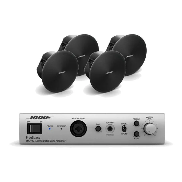 BOSE DesignMax komplet ozvučenja: 4× ugradni plafonski zvučnik DM3C, integrisano pojačalo IZA190-HZ