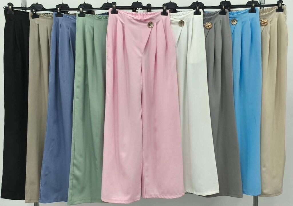 Elegantne ženske pantalone širokih nogavica sa visokim strukom -