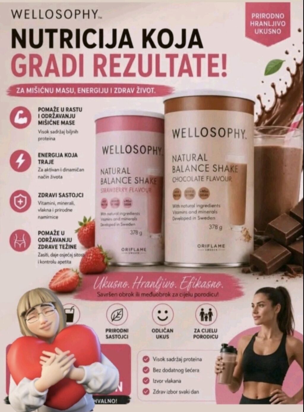 Wellosophy Natural Balance Shake – nutritivni šejk za mišićnu masu