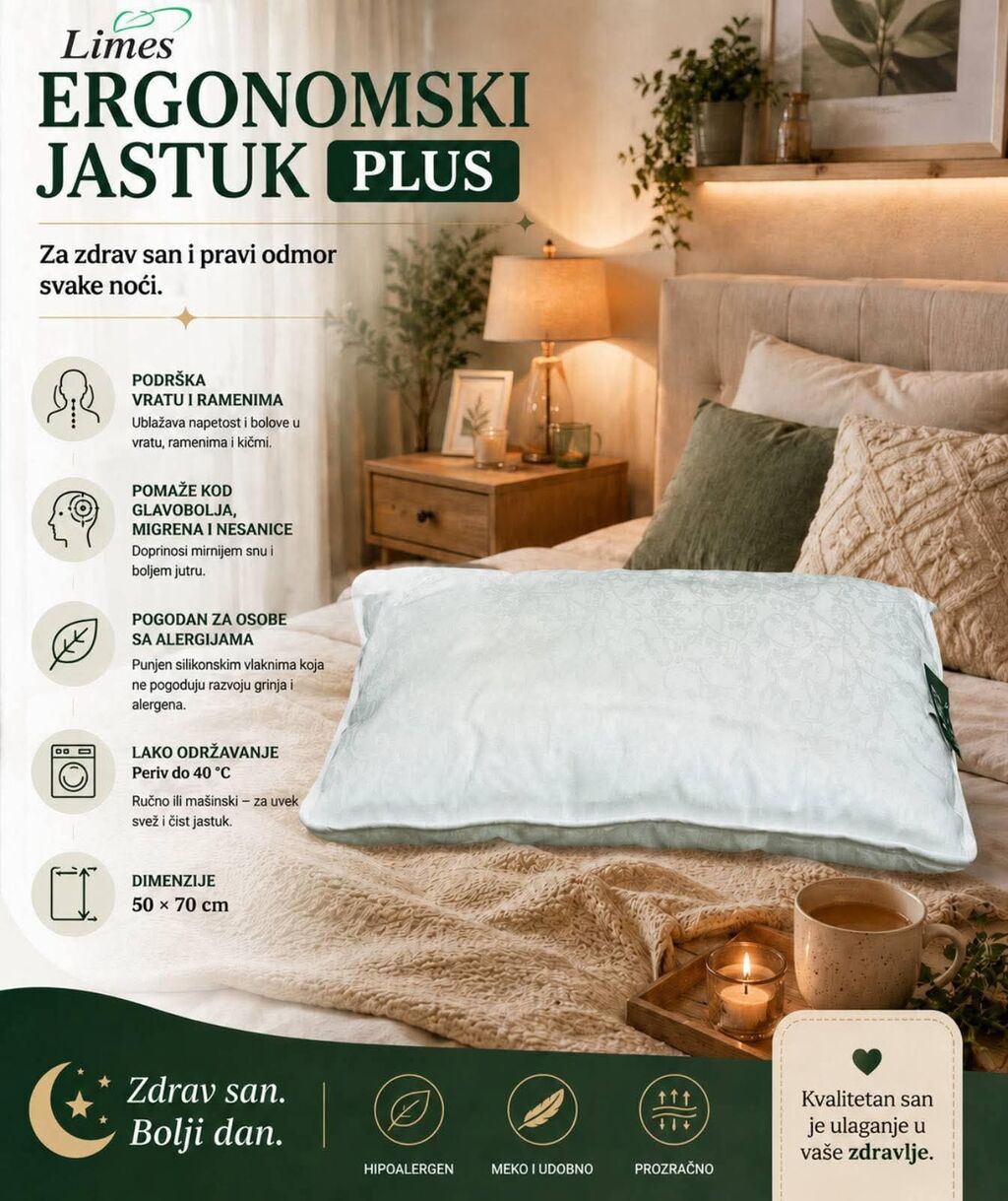 Limes ERGONOMSKI JASTUK PLUS - Za zdrav san i pravi odmor svake noći