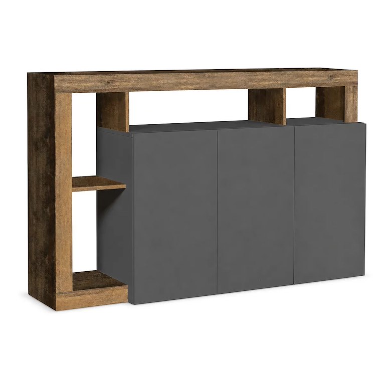 KOMODA 146/93/40 cm antracit, stari hrast
