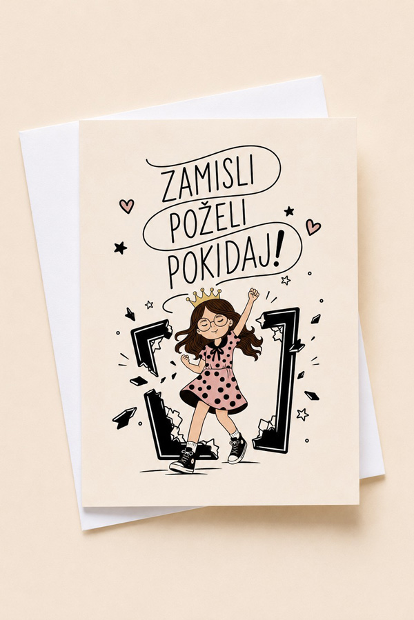ČESTITKA ZAMISLI POŽELI POKIDAJ