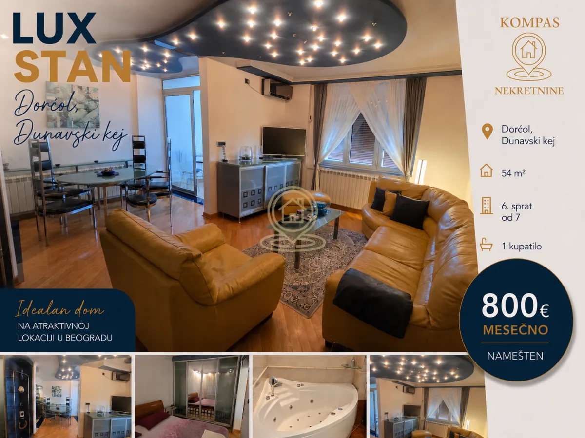 Izdavanje, dvosoban stan, 54m², Stari Grad, Beograd