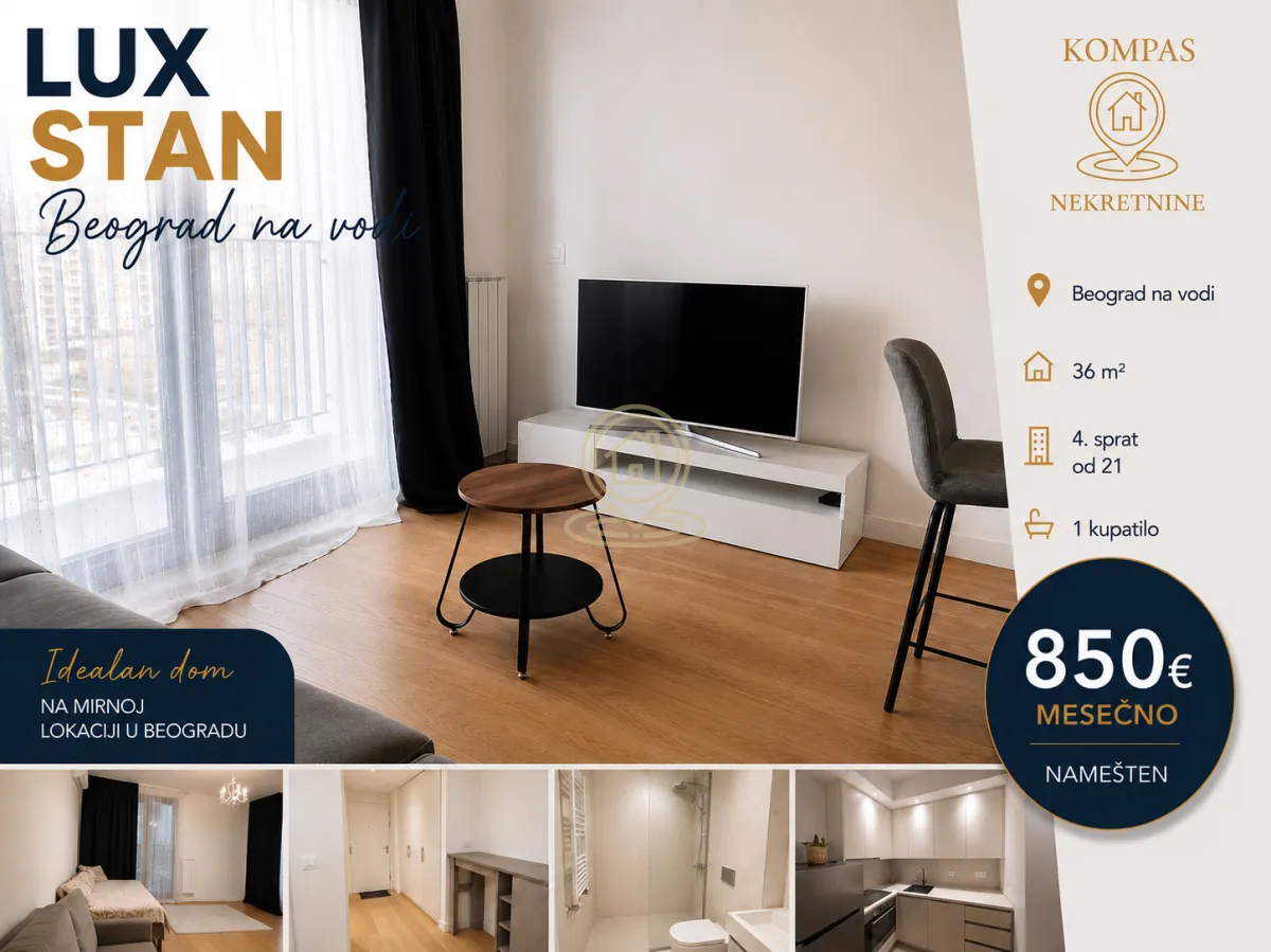 Izdavanje, jednosoban stan, 36m², Savski Venac, Beograd