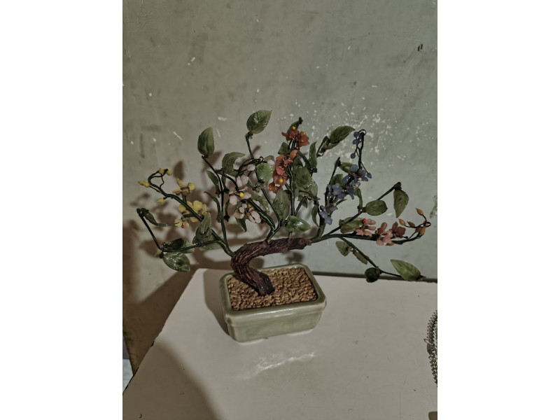 VEĆA BONSAI ŽARDINJERA PORCELAN POLUDRAGI KAMEN