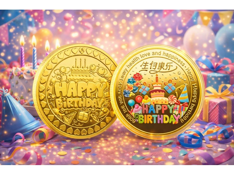 Poklon novcic Happy Birthday Gold NOVO