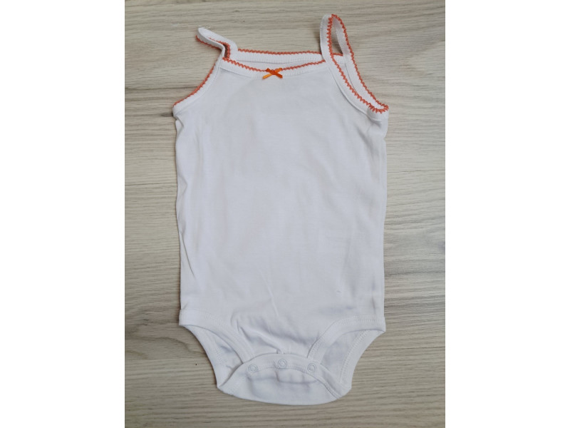 Pamucni bodic sa bretelama 9m Beli NOVO