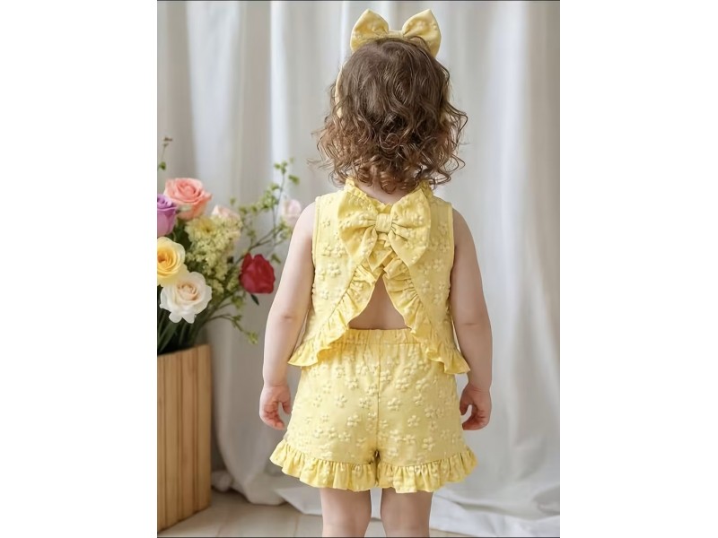 Komplet za devojcice Majica i sorc 9-12m Zuta NOVO