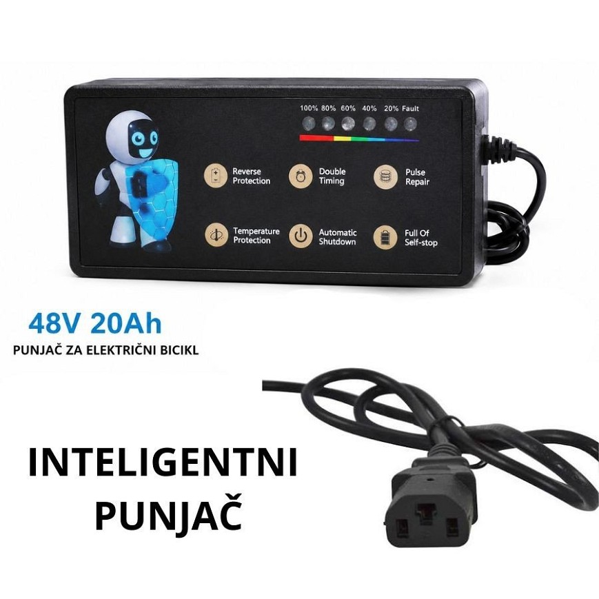 Punjač za električni bicikl 48V 20Ah sa PC priključkom – za olovne akumulatore