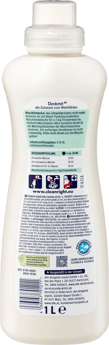 Omekšivač za veš DENKMIT Ultra sensitive 1l