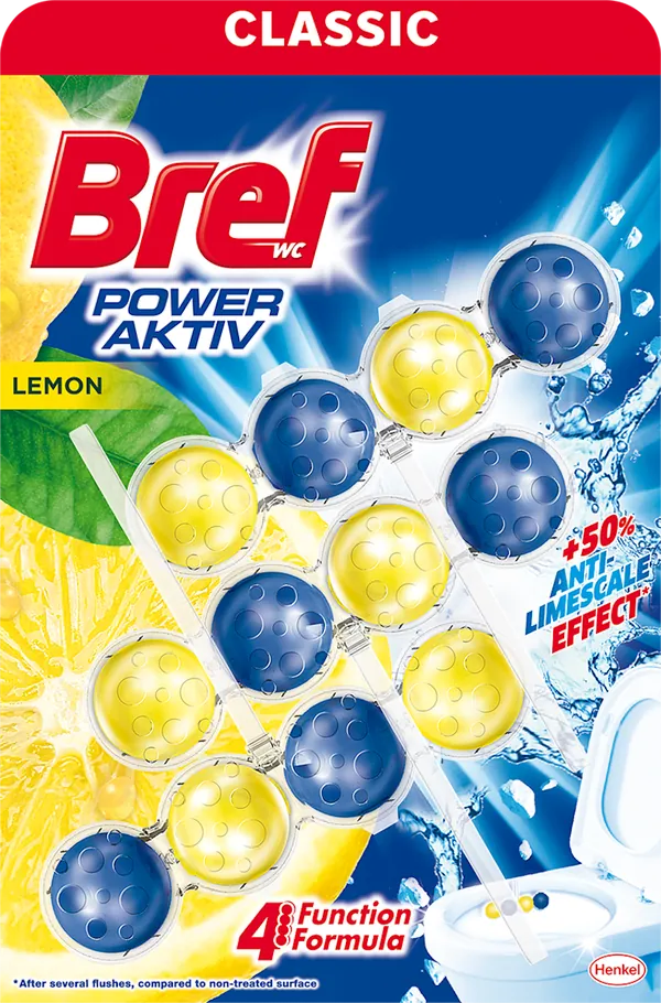 WC osveživač BREF Power Aktiv Lemon 4 funkcije 3x50g