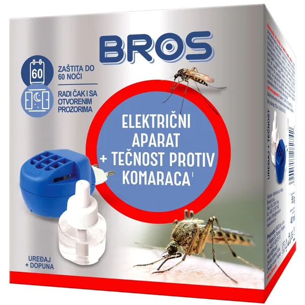 Električni aparat + tečnost protiv komaraca BROS 60 noći 40ml