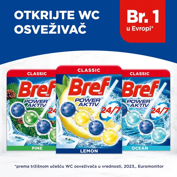WC osveživač BREF Power Aktiv Lemon 4 funkcije 51g