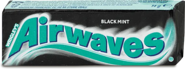 Žvake AIRWAVES black mint 14g