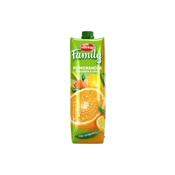 Negazirani sok NECTAR Family pomorandža šargarepa limun 1l