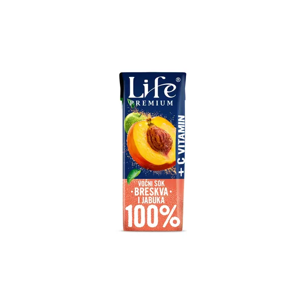 Negazirani sok NECTAR Life premium breskva jabuka sa vitaminom C 0,2l