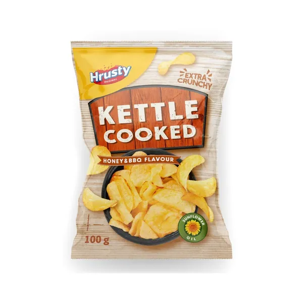 Čips HRUSTY Hand cooked bbq & med 100g